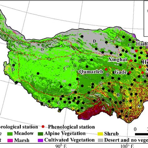 Spatial Distribution Of Major Vegetation Types And Meteorological And