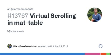 Virtual Scrolling In Mat Table · Issue 13767 · Angularcomponents · Github