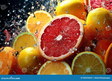 Citrus Explosion An Array Of Bright And Colorful Citrus Fruits Stock Illustration