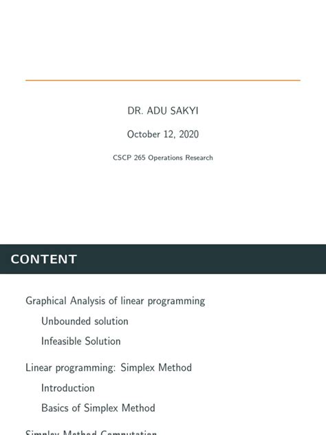 Lecture Slides On Simplex Computations Pdf Linear Programming