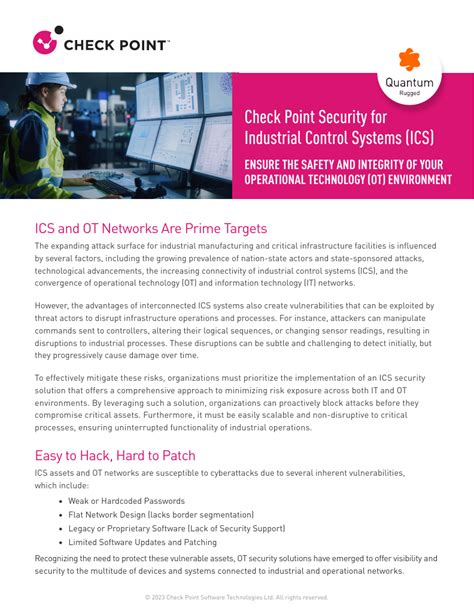 solution brief industrial control systems ics check point software