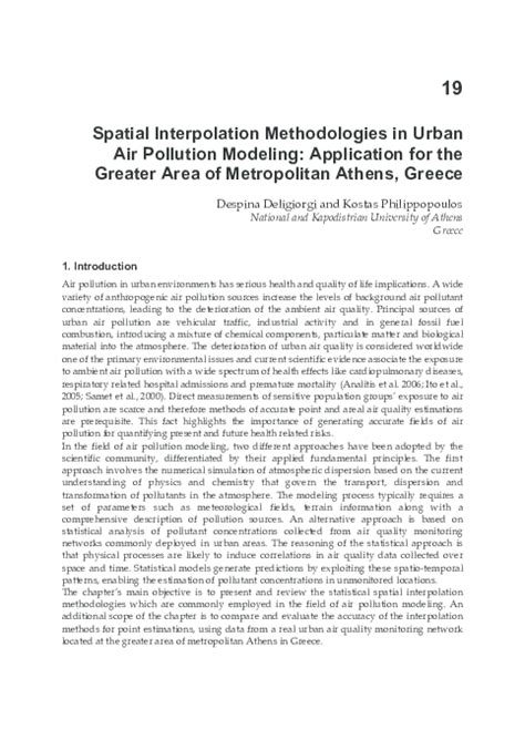 Pdf Spatial Interpolation Methodologies In Urban Air Pollution Modeling Application For The