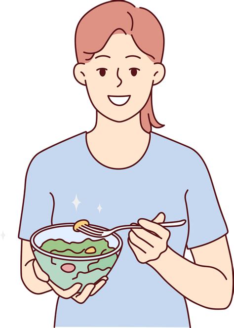 Smiling Woman Eating Healthy Vegetable Salad 21248595 Png
