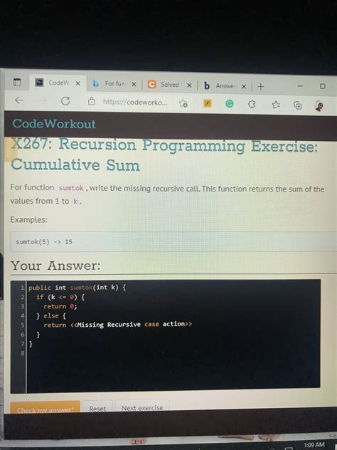 Answered For Function Sumtok Write The Missing Recursive Call This
