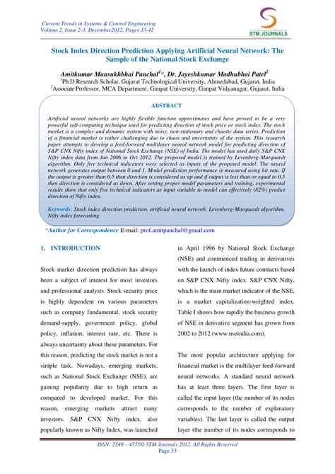 Pdf Stock Index Direction Prediction Applying Artificial Neural Network The Sample Of The