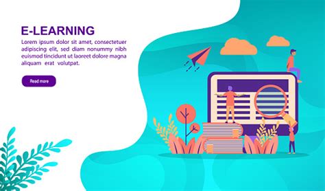 E는 캐릭터와 일러스트 개념을 학습 배너 프레젠테이션 소셜 미디어 포스터 광고 및 프로 모션에 대 한 템플릿 개념에 대한 스톡