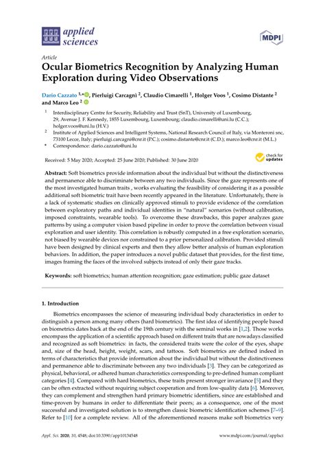 Pdf Ocular Biometrics Recognition By Analyzing Human Exploration During Video Observations