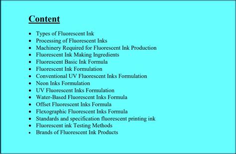 Fluorescent Ink Formulation At 1 Chemical Formula Services