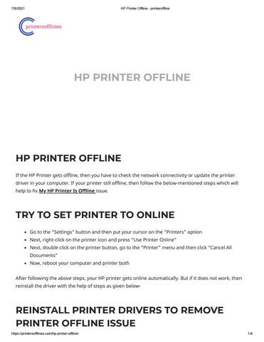 HP Printer Offline Printeroffline By James Issuu