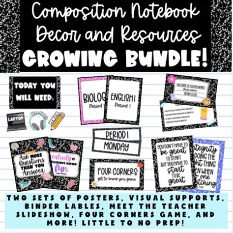 Composition Notebook Classroom Decor And Resources Growing Bundle
