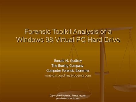 Forensic Toolkit Analysis Of A Windows 98 Virtual Ppt