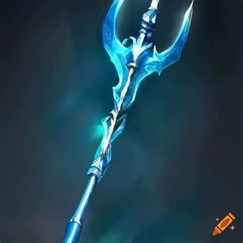 Silvered Trident With Glowing Blue Shaft And Sharpened Point On Craiyon