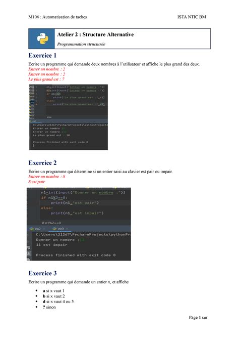 Atelier 02 Qwertyujhgfdsxcvbiuy Atelier 2 Structure Alternative Programmation Structurée
