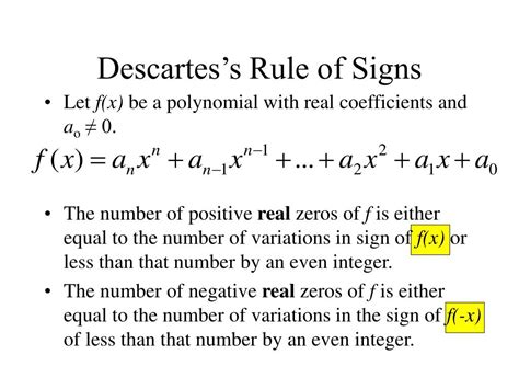 Descartes Rule Of Signs