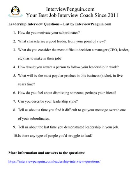 Top 5 Difficult Leadership Interview Questions And Answers