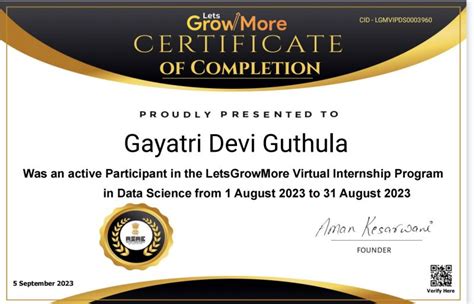 gayatri devi guthula on linkedin lgmvip letsgrowmore amankesarwani interngrow datascience