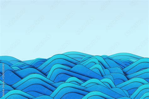 Marine Pattern With Stylized Blue Waves On A Light Background Water Wave Abstract Design Sea
