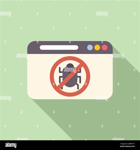 Flat Design Illustration Of A Browser Window With A Prohibited Bug