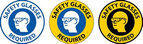 Floor Sign Safety Glasses Required 18840715 Vector Art At Vecteezy