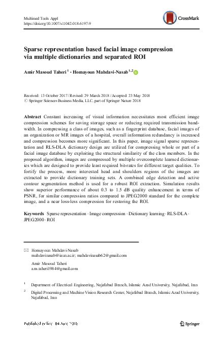 Pdf Sparse Representation Based Facial Image Compression Via Multiple