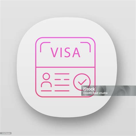 비자 앱 아이콘을 시작합니다 임시 거주 허가 여행 서류 이민 외국 기업가 비자 Ui Ux 사용자 인터페이스 웹 또는 모바일 응용 프로그램입니다 벡터 절연 일러스트레이션