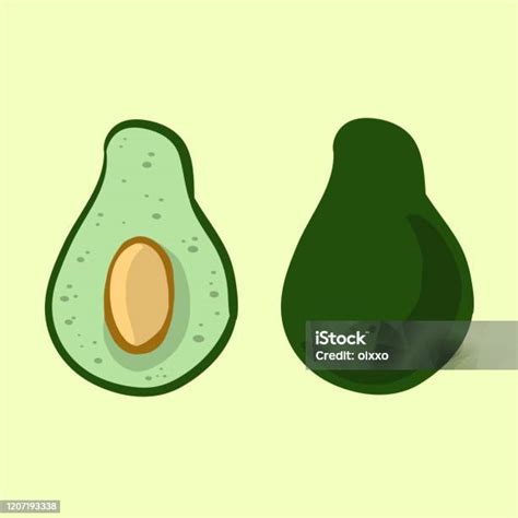아보카도 낙서 벡터 일러스트 세트입니다 전체 아보카도와 녹색 배경에 고립 된 죄 반 야채를 잘라 스톡 비건 일러스트라톤 건강한 생활방식에 대한 스톡 벡터 아트 및 기타