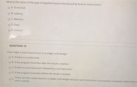 Solved What Is The Name Of The Type Of Pipeline Hazard Chegg