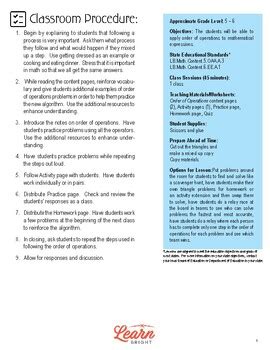 Order Of Operations Lesson Plan By Learn Bright Education TPT