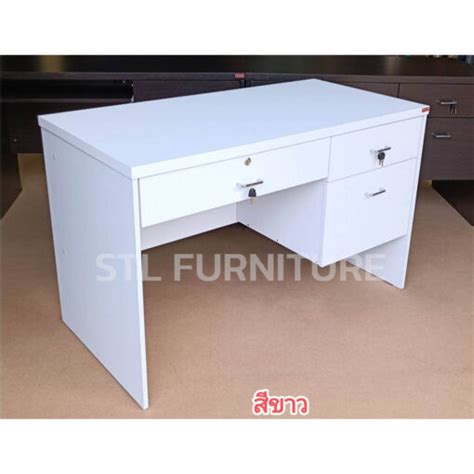 โต๊ะทำงาน 100 Cm 120 Cm 3 ลิ้นชัก Stlfurniture
