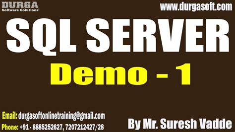 Sql Server Tutorials Demo 1 By Mr Suresh Vadde On 30 01 2023