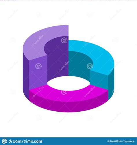 Colorful 3d Pie Chart Icon Circle Graph With Three Parts Or Levels 3 Options Growth Diagram