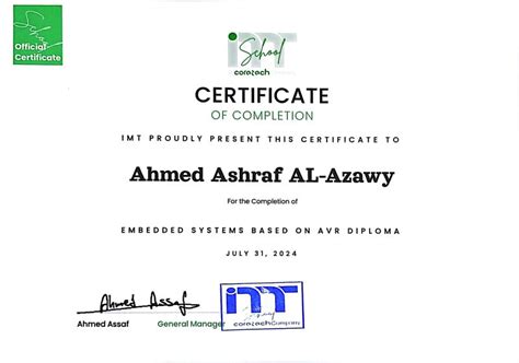 Completed Embedded System Diploma Ahmed Al Azawy Posted On The Topic