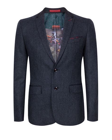Ted Baker Edeson Micro Design Wool Suit Jacket In Navy Blue For Men Lyst