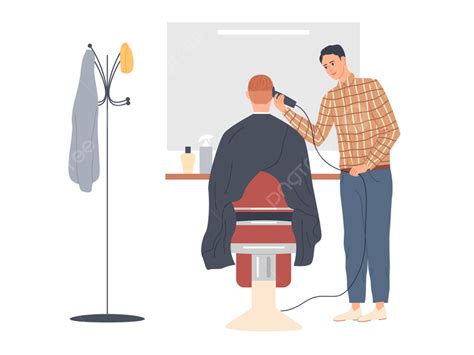 남성 고객의 머리를 자르는 미용사 일 가게 기계 Png 일러스트 및 벡터 에 대한 무료 다운로드 Pngtree