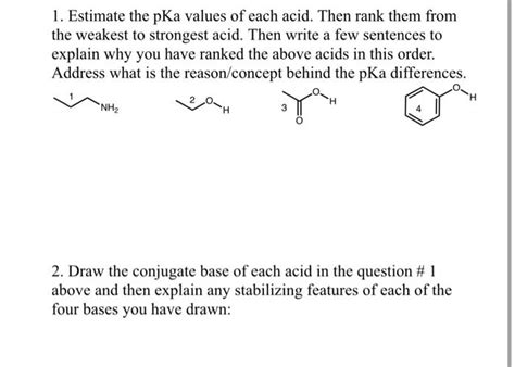 Solved Estimate The PKa Values Of Each Acid Then Rank Chegg Com