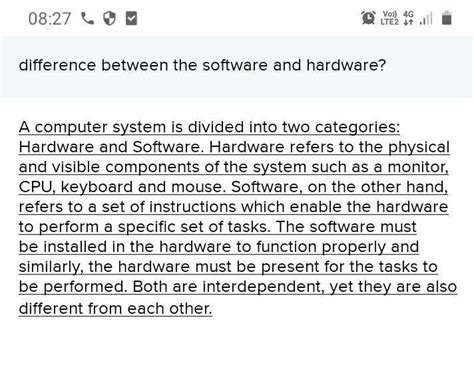 Difference Between The Software And Hardware Brainly In