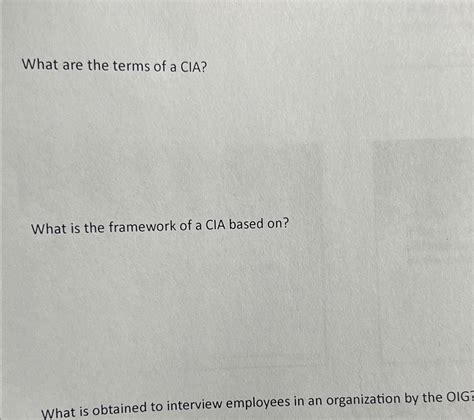 Solved What Are The Terms Of A Ciawhat Is The Framework Of
