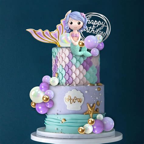 Mermaid Cake Toppers Under The Sea Tail Cake Decorations