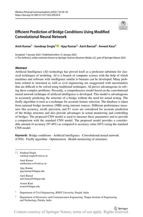 Efficient Prediction Of Bridge Conditions Using Modified Convolutional Neural Network Request Pdf