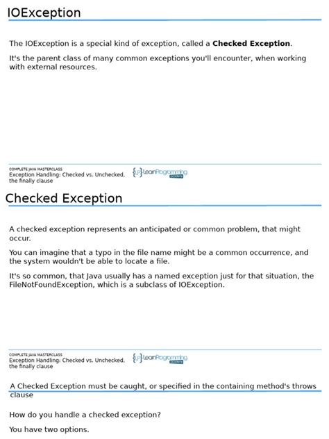 Slides Input And Output Io Working With Files In Java Exception Handling Checked Vs Unchecked