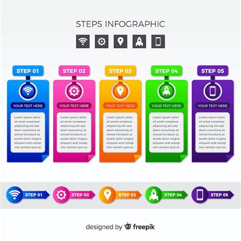 Free Vector Flat Colorful Numbered Step Infographic