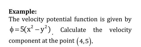 solved example the velocity potential function is given by