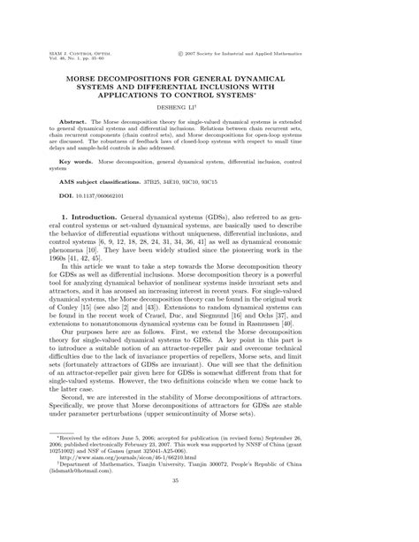 Pdf Morse Decompositions For General Dynamical Systems And Differential Inclusions With