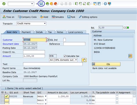 Sap Fi Credit Memo For Sales Returns