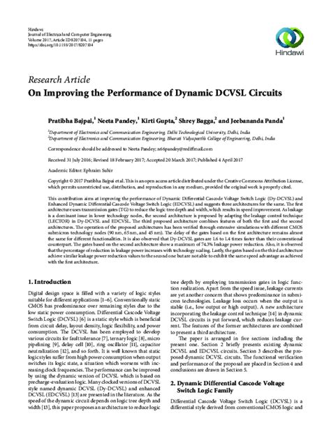 Pdf On Improving The Performance Of Dynamic Dcvsl Circuits