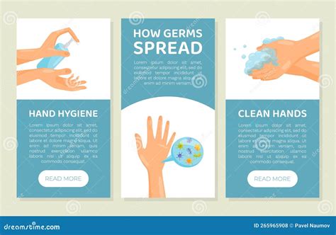 Hand Hygiene And Washing Instruction Design Vector Template Stock
