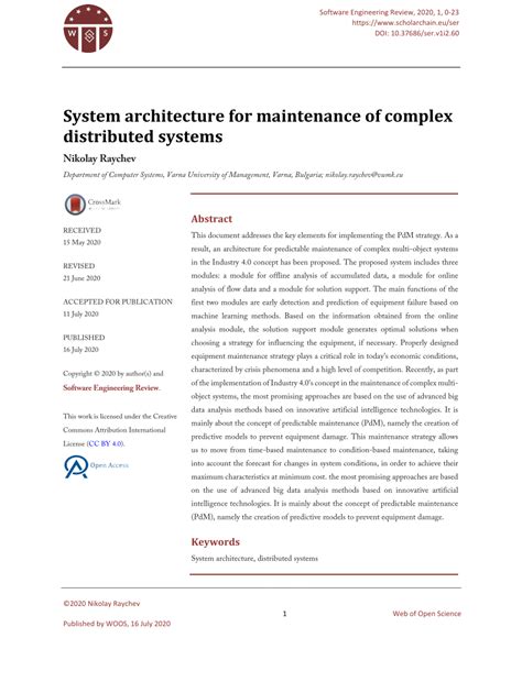 Pdf System Architecture For Maintenance Of Complex Distributed Systems
