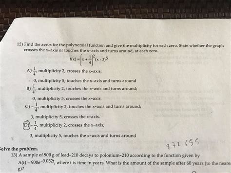 Solved Find The Zeros For The Polynomial Function And Chegg