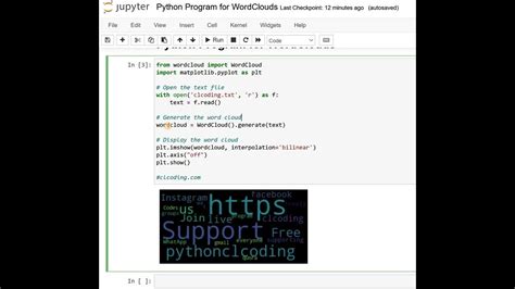 Day 137 Python Program For Wordclouds Youtube