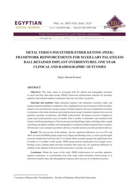 Pdf Metal Versus Polyether Ether Ketone Peek Dokumentips